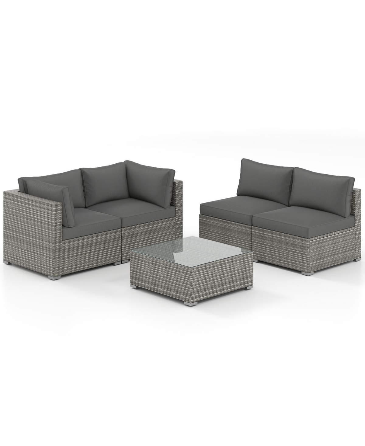 Click here for 5-Piece Outdoor Patio Sectional Sofa Couch and Gla... prices