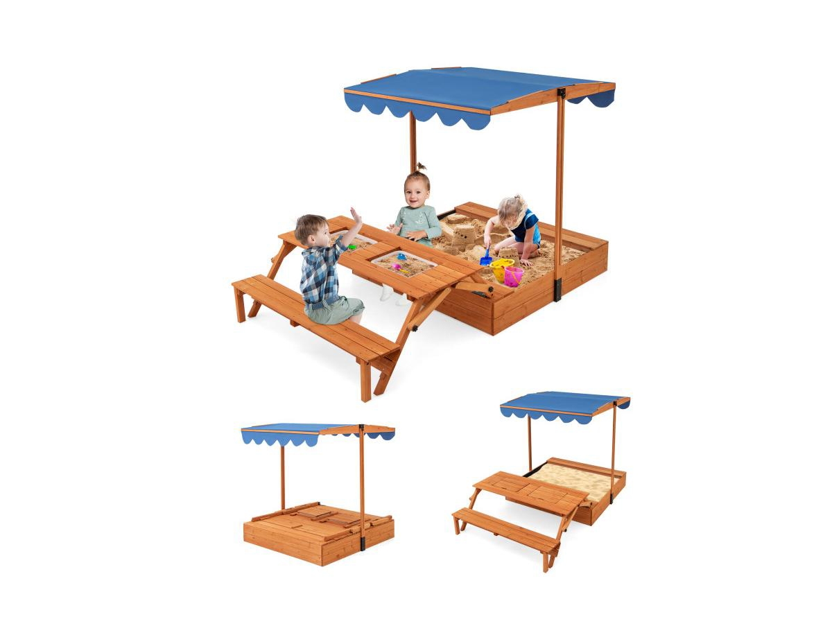 Click here for Slickblue Kids Wooden Sand Box with Foldable Picni... prices