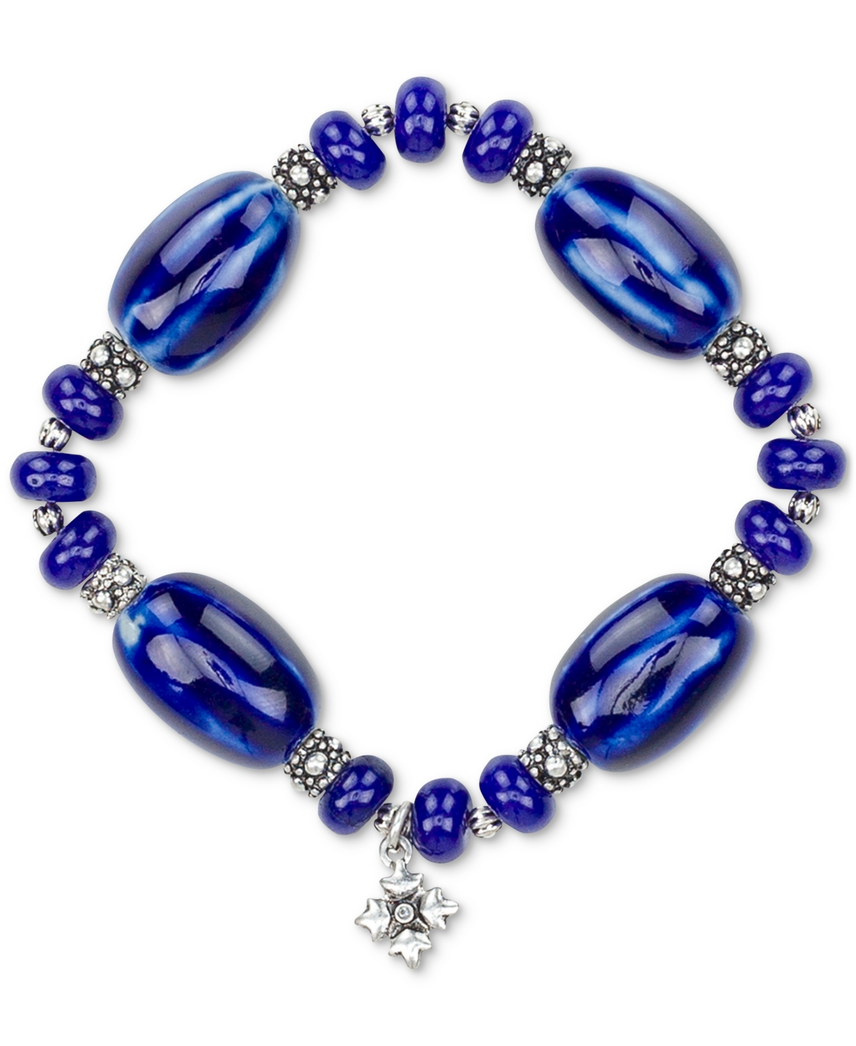 Click here for Patricia Nash Blue Textured Ceramic Stretch Bracel... prices