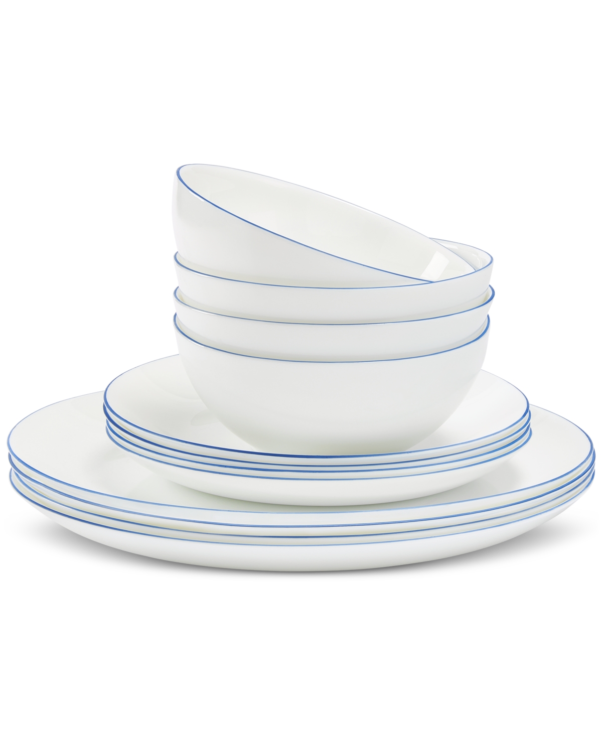 Click here for Arch Studio Opal Glass Blue Rim 12 Pc Dinnerware S... prices