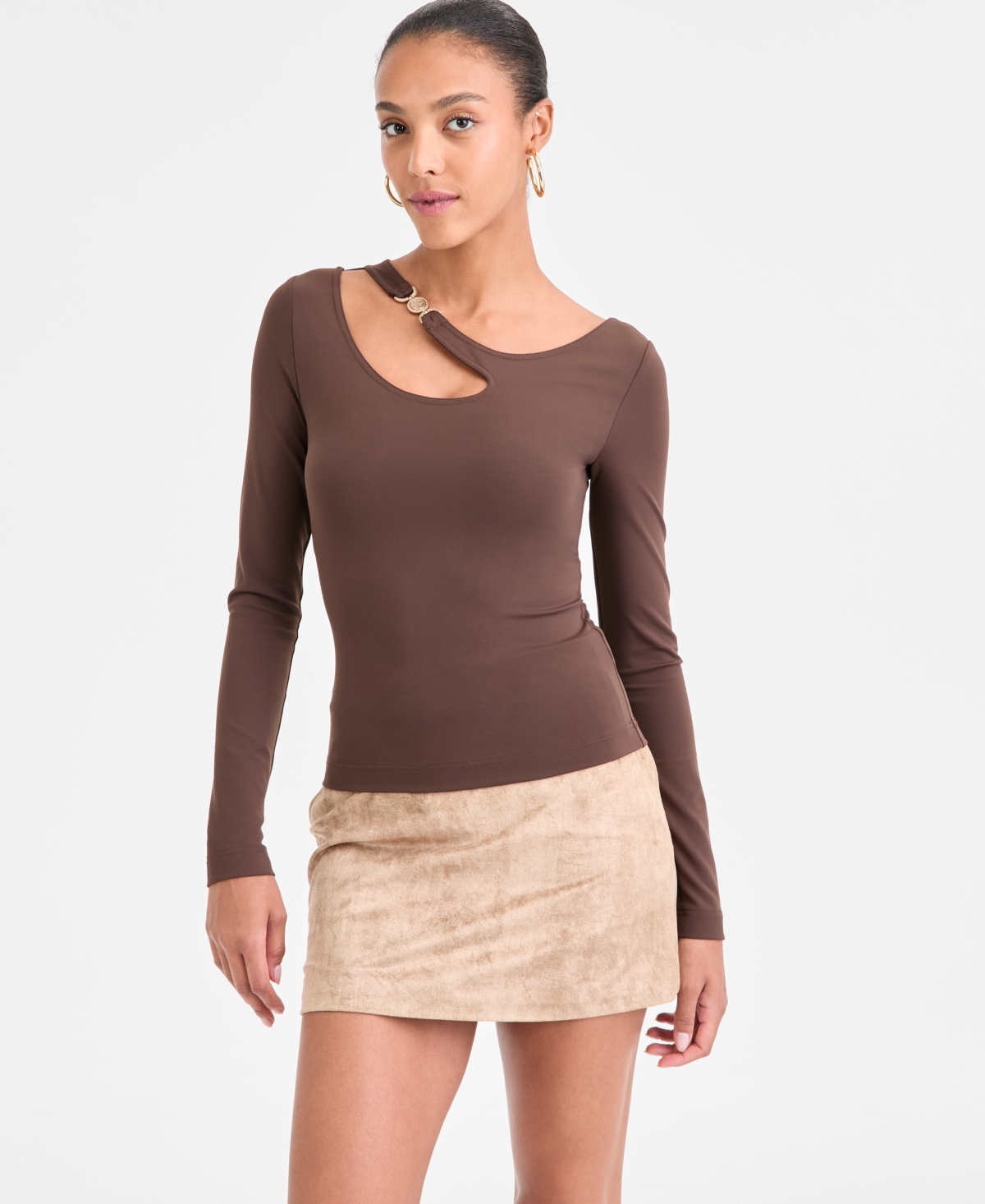 Click here for Guess Womens Eleanor Long-Sleeve Buckle Top - Rega... prices