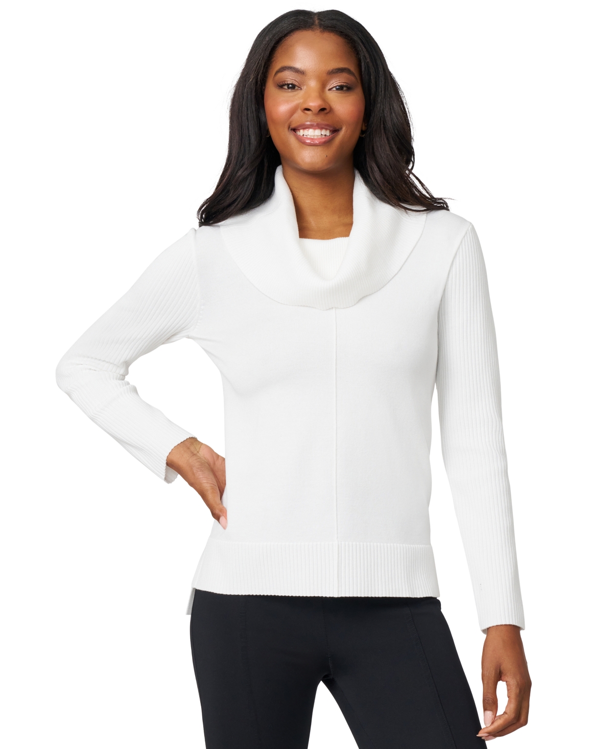 Click here for Melissa Paige Womens Ribbed Stitch Cowl-Neck Sweat... prices