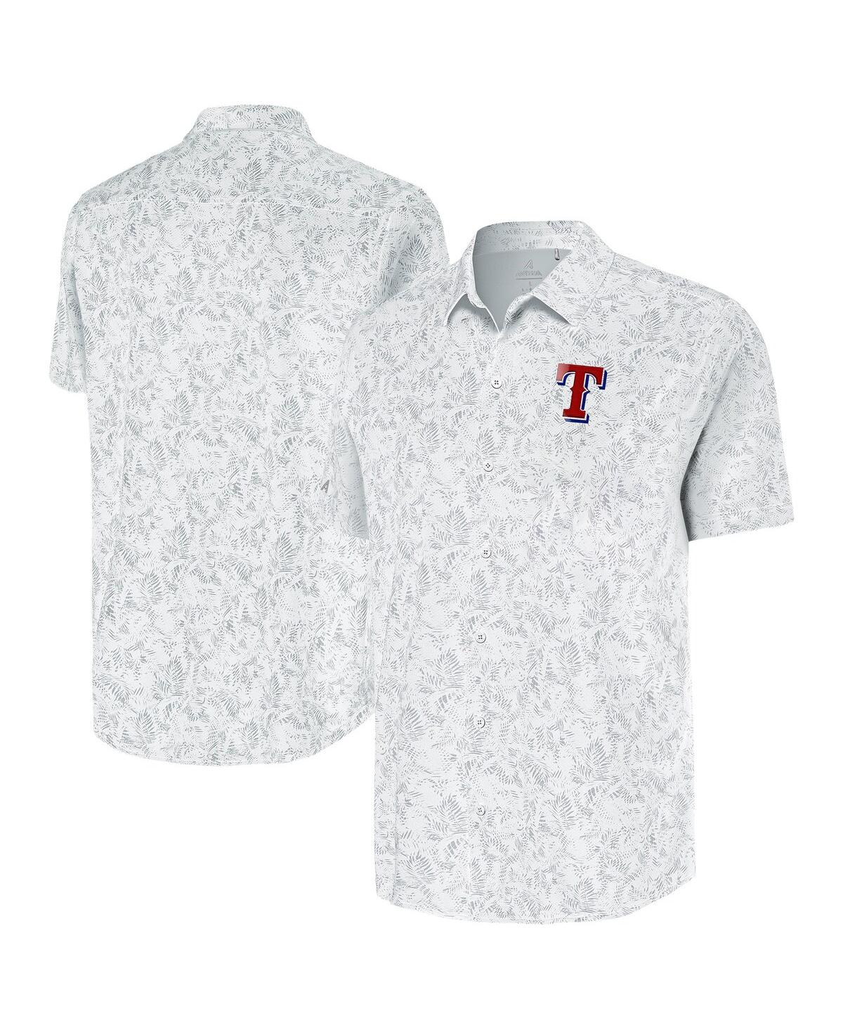 Click here for Antigua Mens White Texas Rangers Lush Button-Up Sh... prices