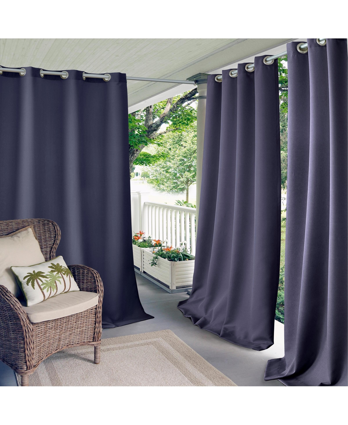 Elrene Home Fashions Connor Solid Indoor/Outdoor Window Curtain - Blue