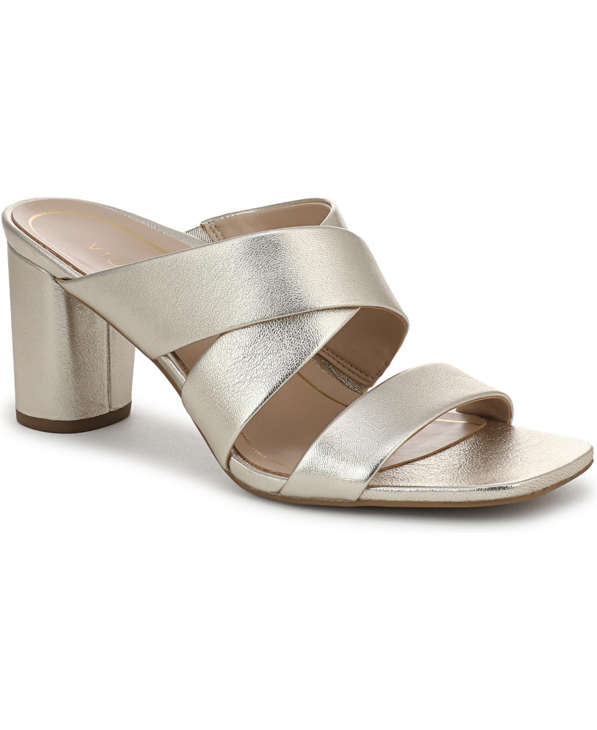 Click here for Vionic Womens Merlot Slide Sandals - Soft gold lea... prices