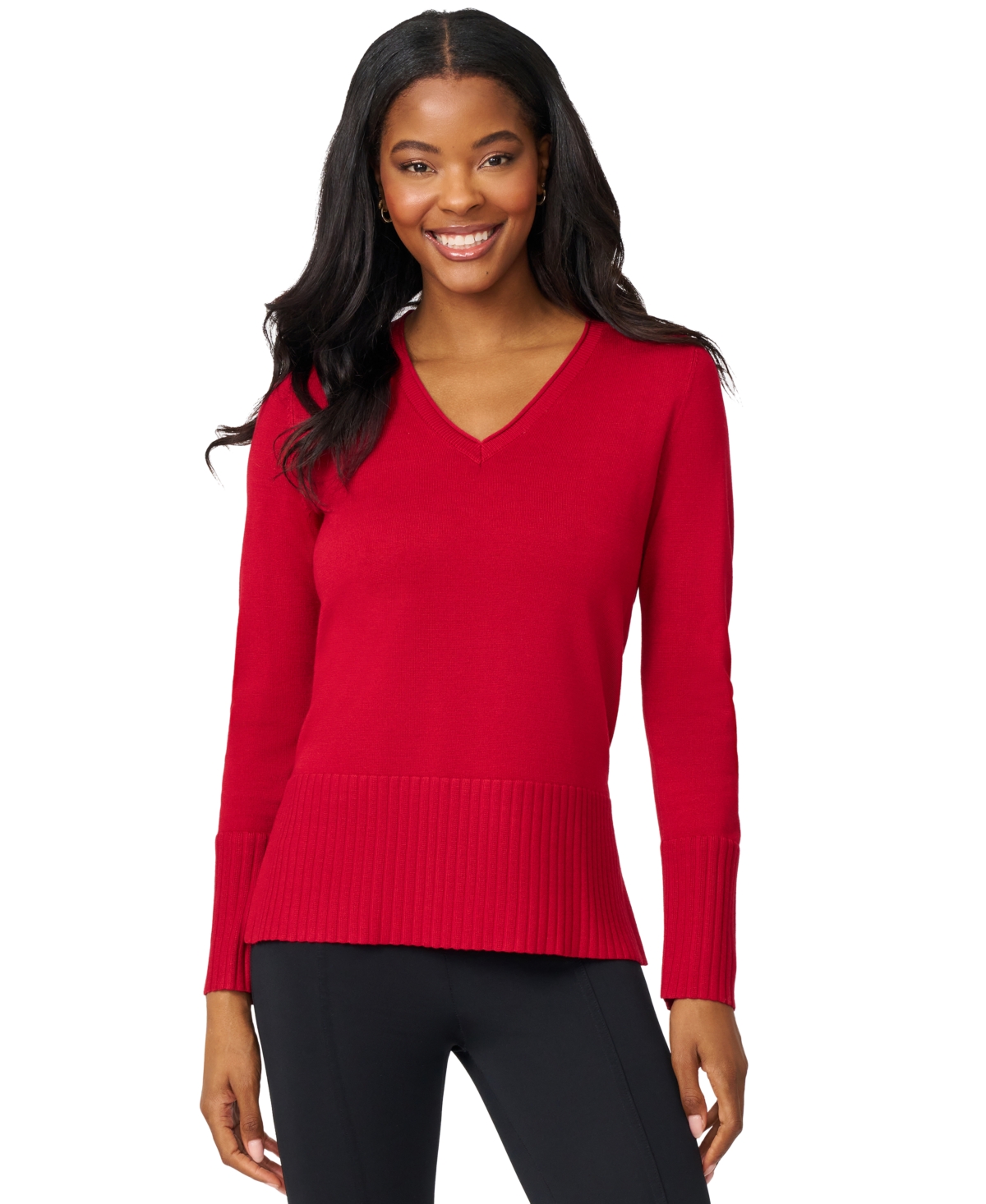 Click here for Melissa Paige Womens V-Neck Wide-Hem Wide-Cuff Swe... prices