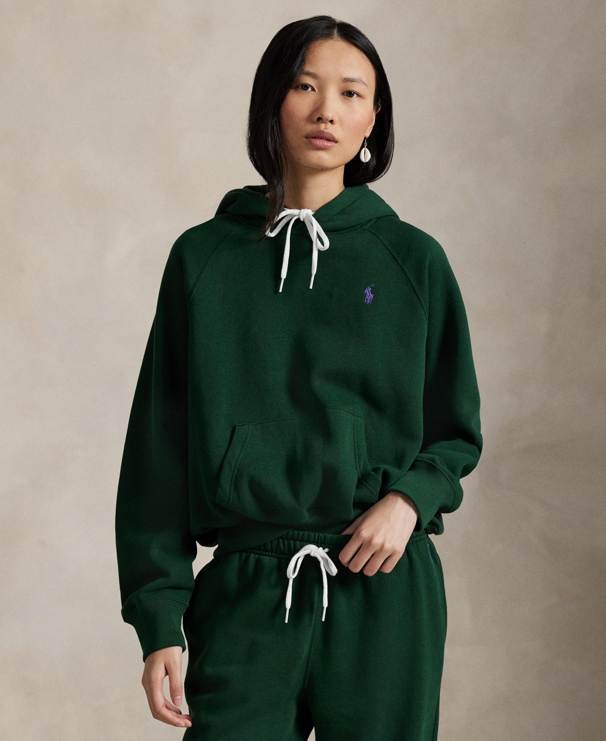 Click here for Polo Ralph Lauren Womens Shrunken-Fit Fleece Hoodi... prices