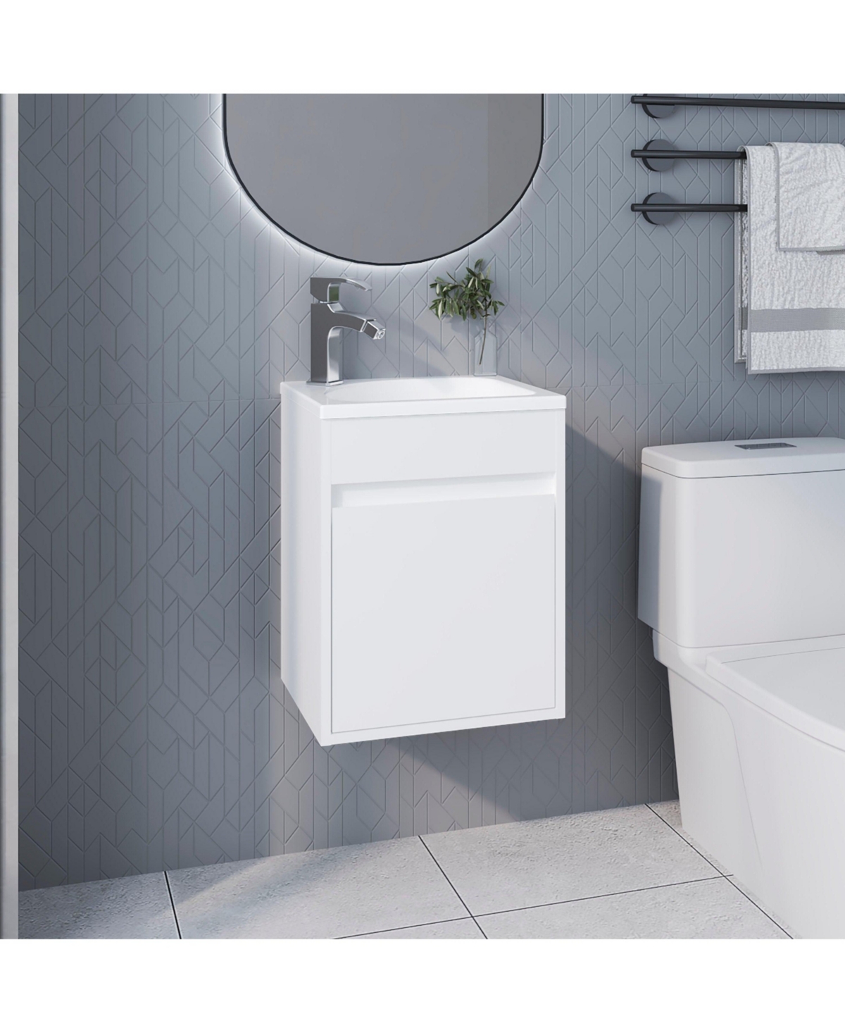 Click here for Fm Furniture White Bathroom Floating Vanity with S... prices
