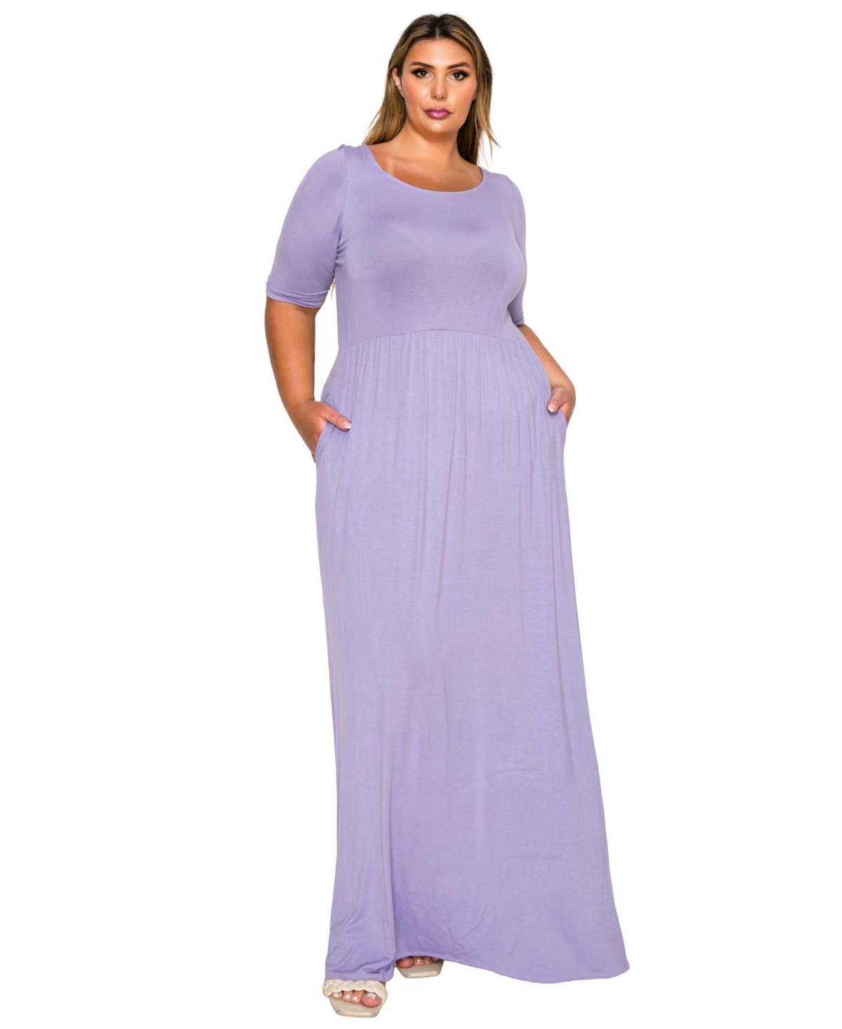 Click here for L I V D Plus Size Eva Pocket Maxi Dress - Lavender prices