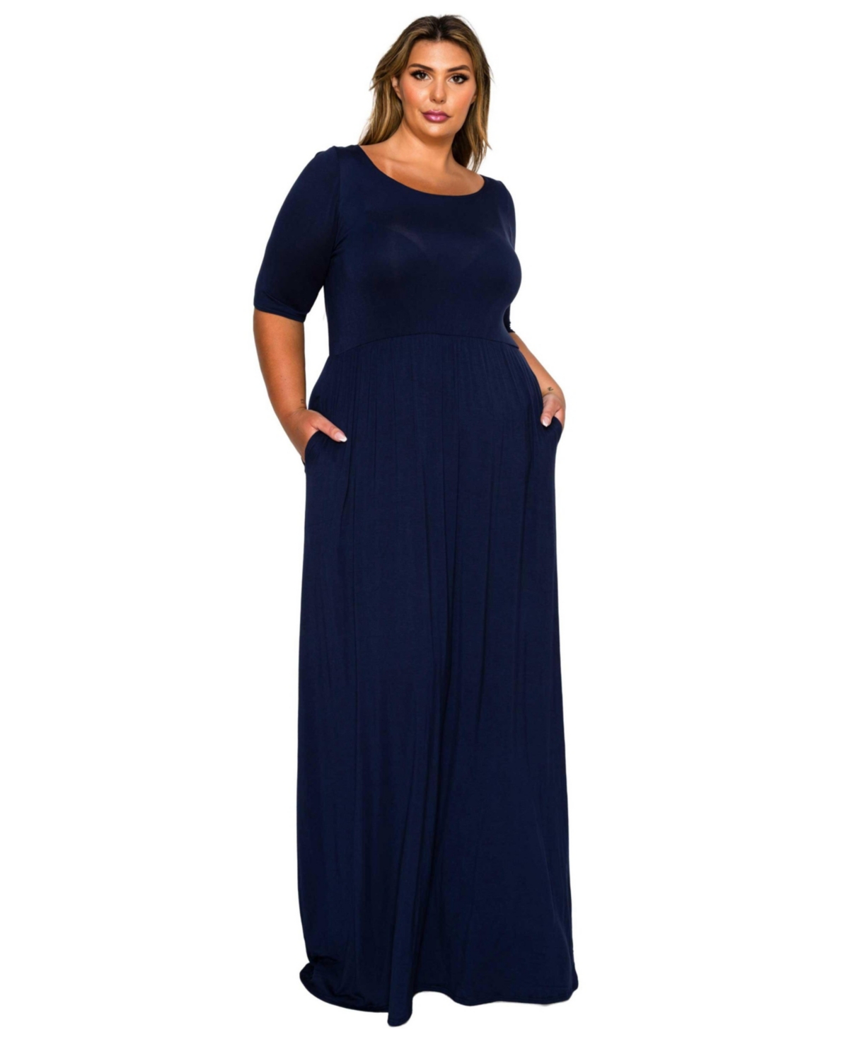 Click here for L I V D Plus Size Eva Pocket Maxi Dress - Navy prices
