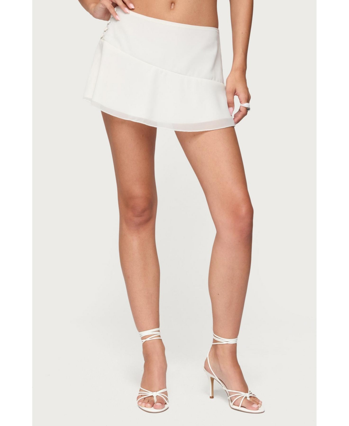 Click here for Edikted Womens Iona Chiffon Ruffle Mini Skirt - Wh... prices
