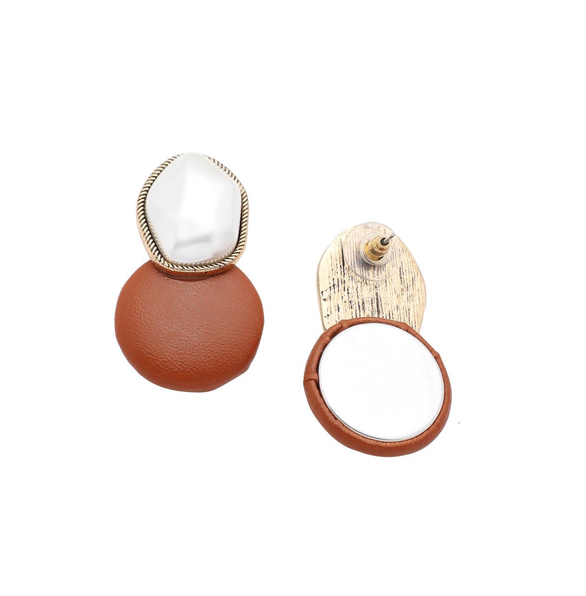 Click here for Sohi Colourblock Drop Earrings - Brown prices