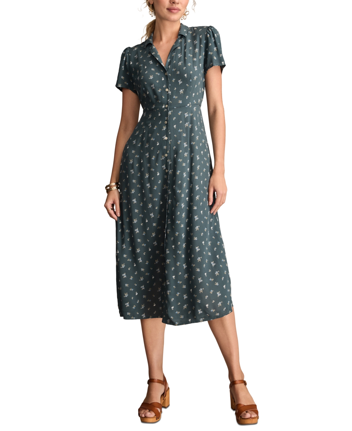 Click here for Lucky Brand Womens Collared Button-Front Midi Dres... prices
