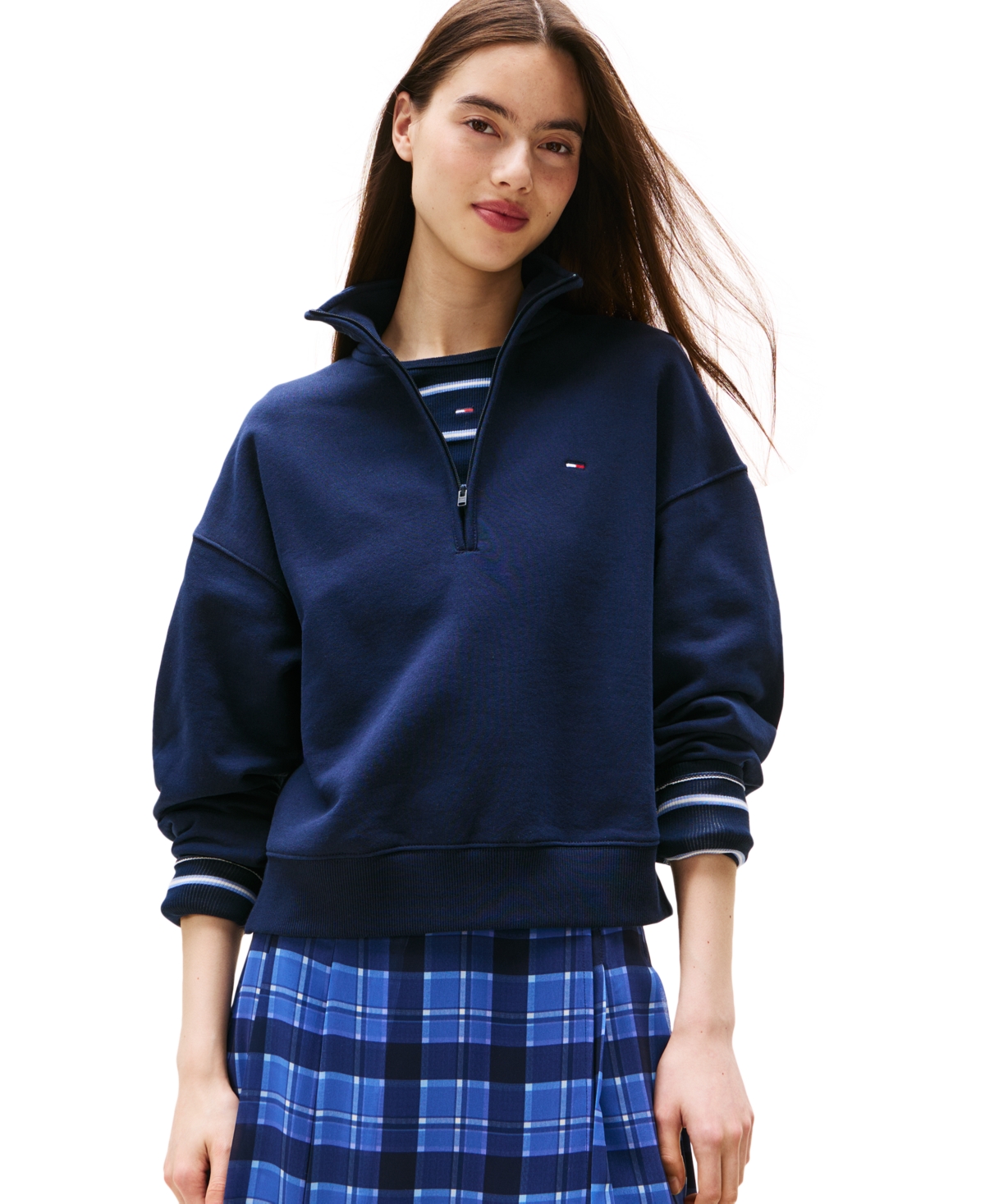 Click here for Tommy Jeans Womens Boxy Cotton Flag-Logo Sweatshir... prices