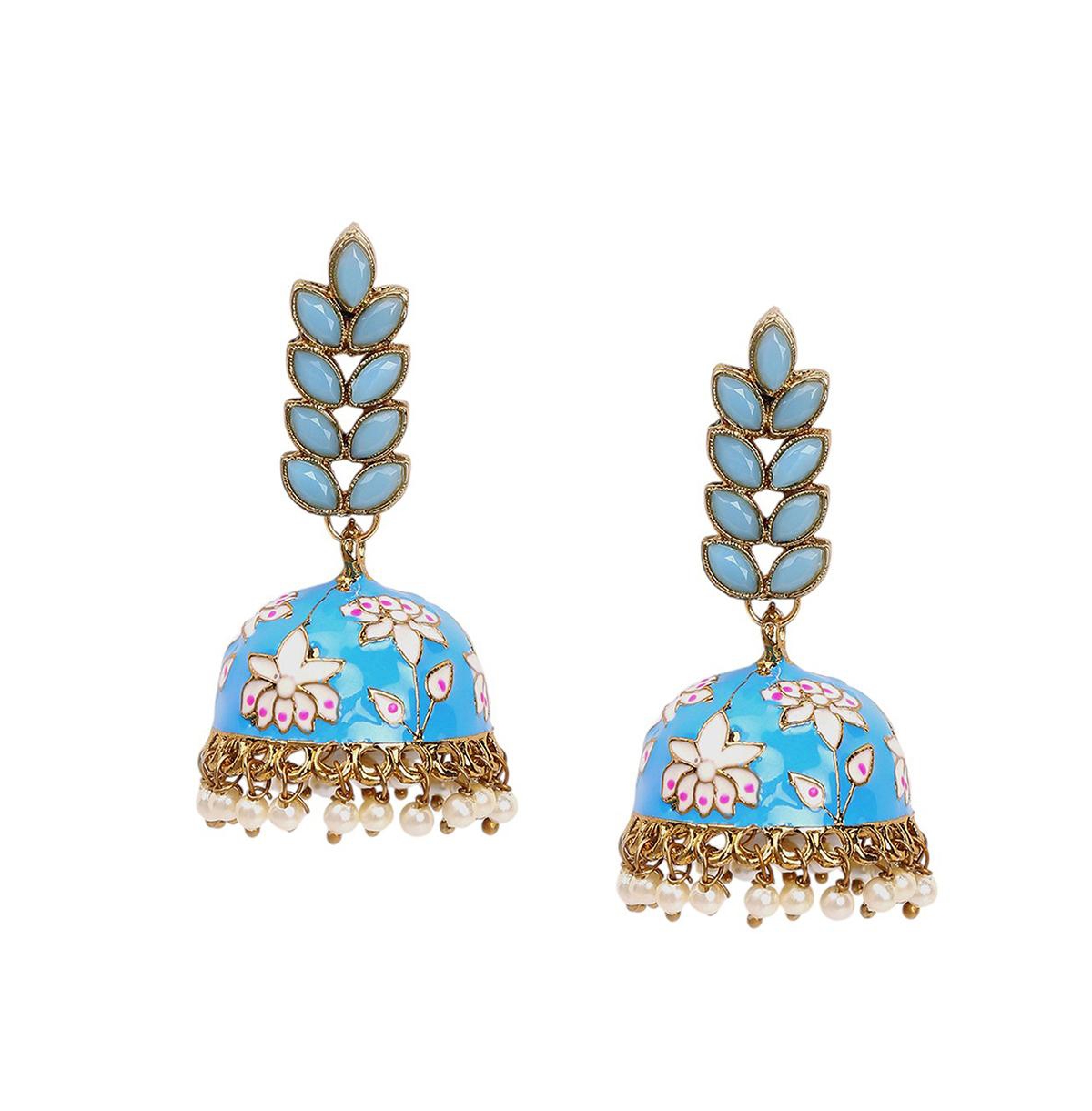 Click here for Sohi Floral-Enamel Drop Earrings - Blue prices