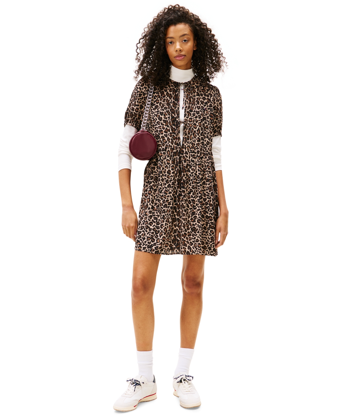 Click here for Tommy Jeans Womens Leopard-Print Tie-Front Mini Dr... prices