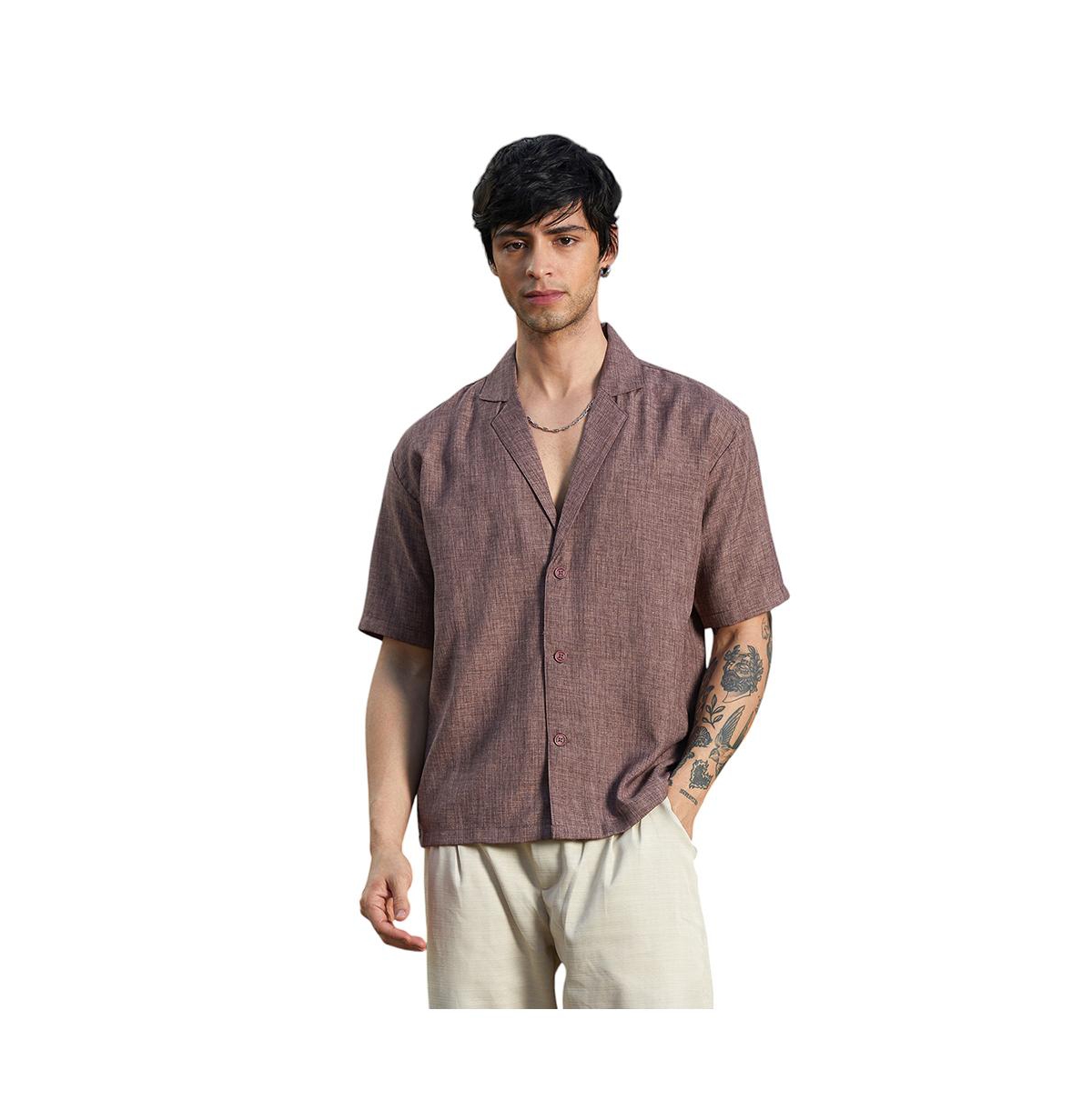 Click here for Campus Sutra Mens Brown Stone Heathered Korean Ove... prices