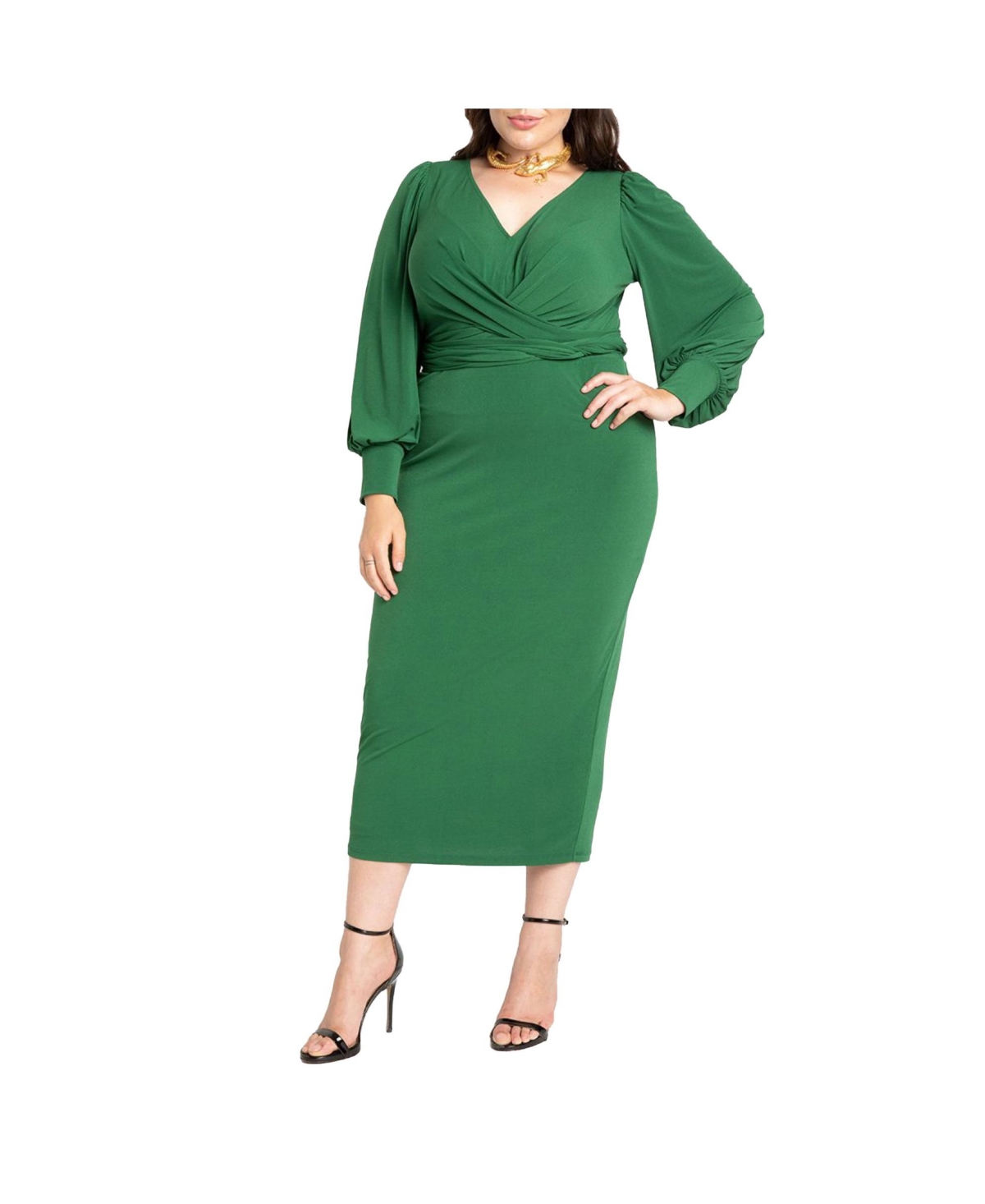 Click here for Eloquii Womens Cross Front Midi Dress - Eden prices