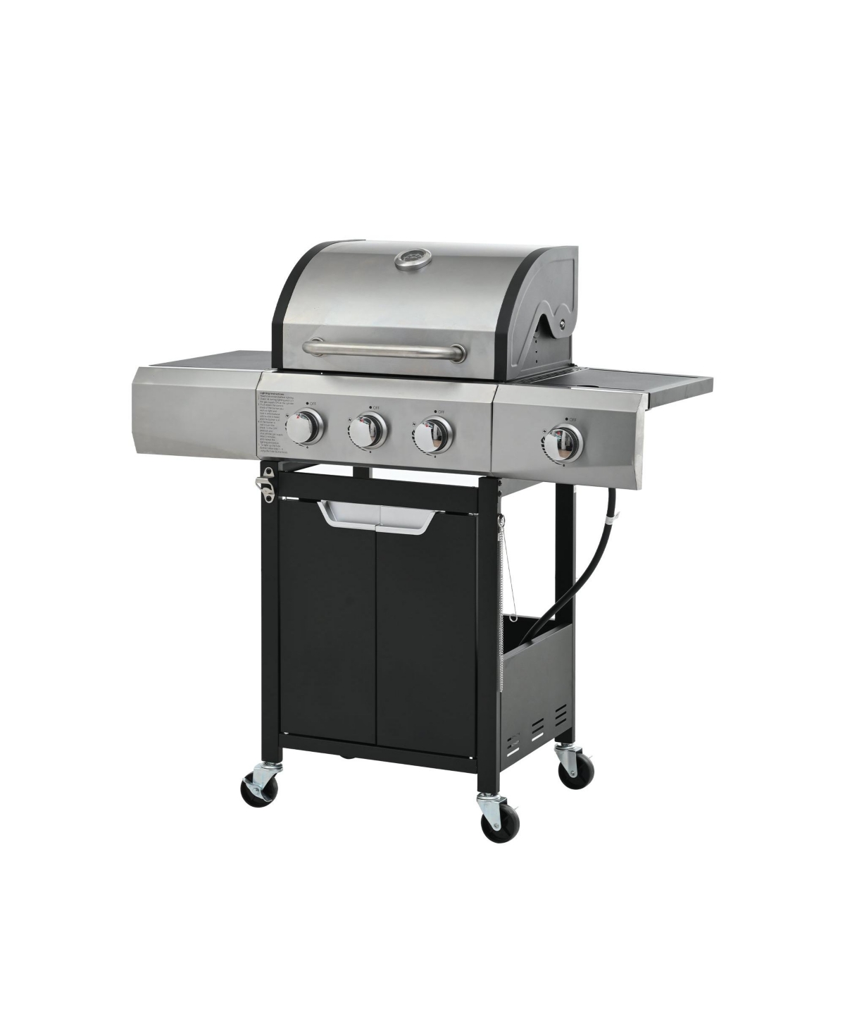 Mondawe 3 Burner 40 500 Btu Stainless Steel Barbecue Gas Grill with Side Burner - Black