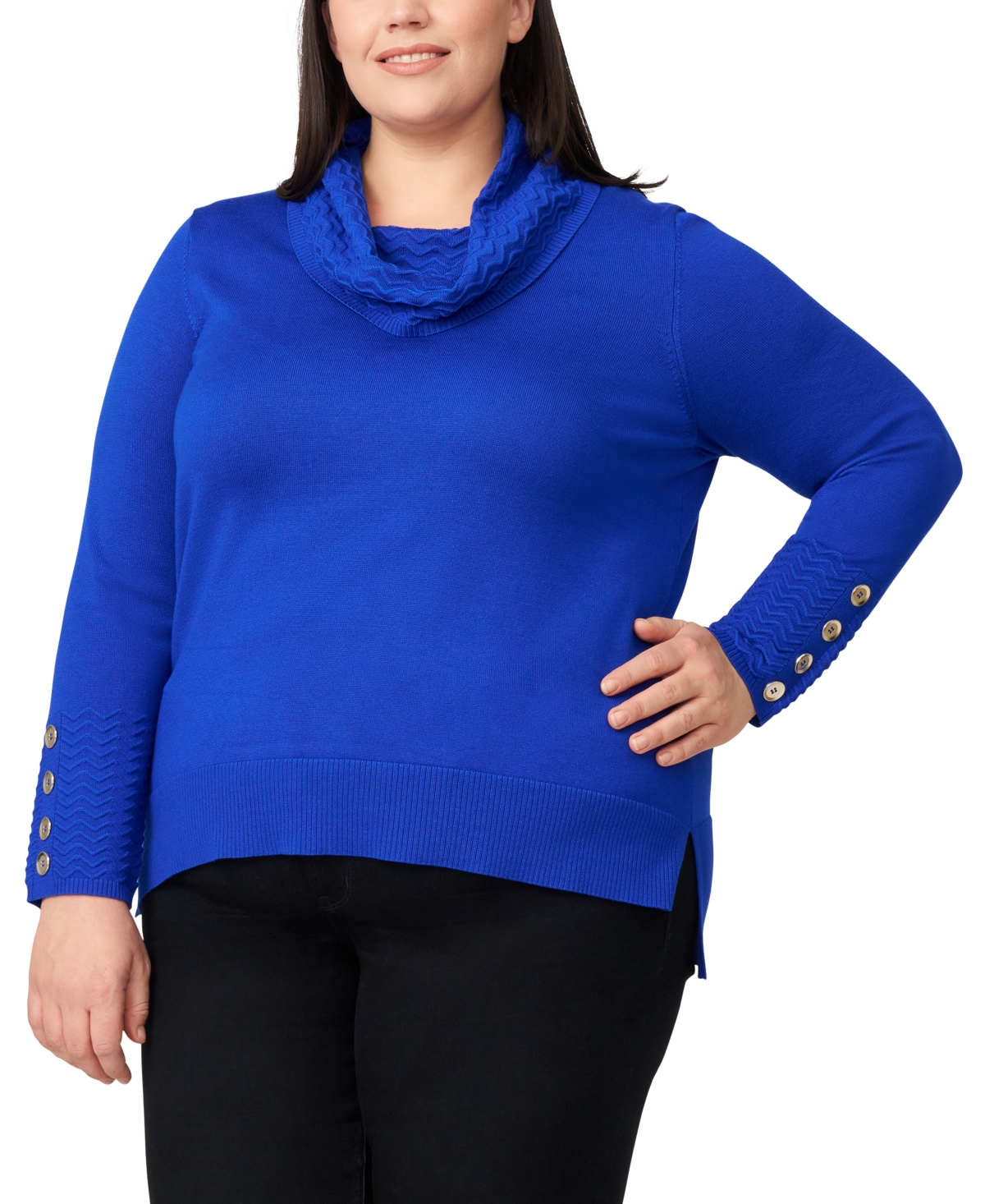 Click here for Melissa Paige Plus Size Ribbed-Hem Cowl-Neck Sweat... prices