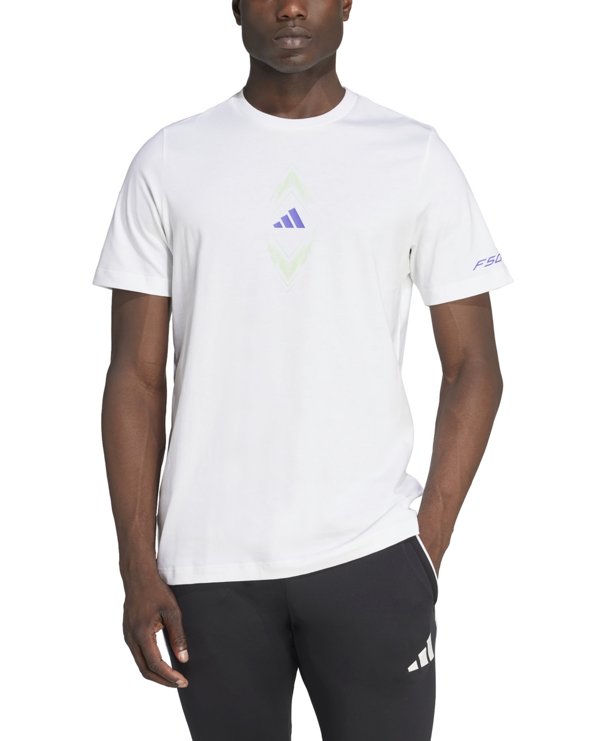 Click here for adidas Mens F50 Logo Graphic T-Shirt - White/purpl... prices