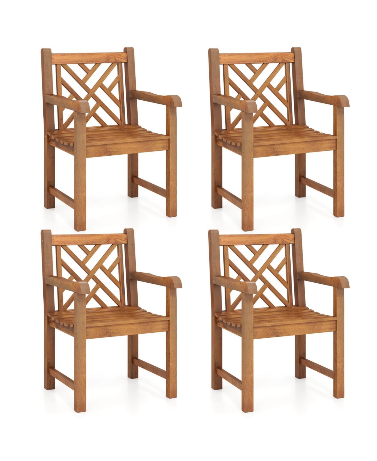 Click here for Gymax 4 Pcs Teak Wood Patio Dining Chair Outdoor A... prices