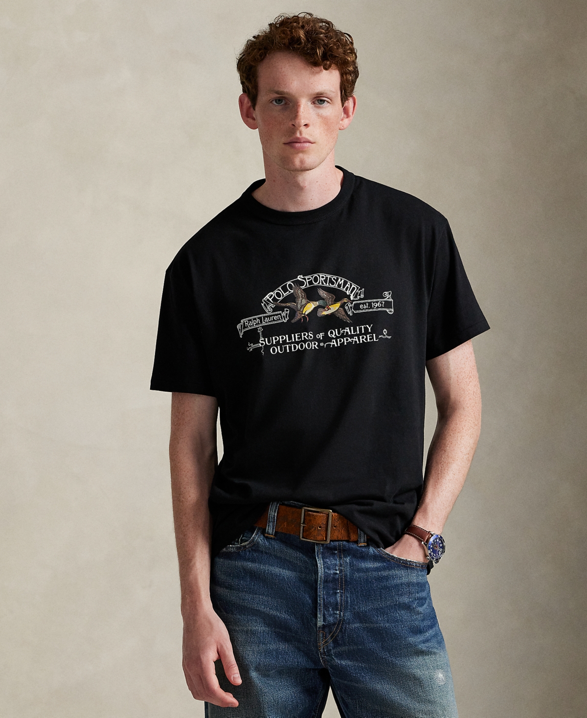 Polo Ralph Lauren Mens Classic-Fit Polo Sportsman T-Shirt - Polo Black