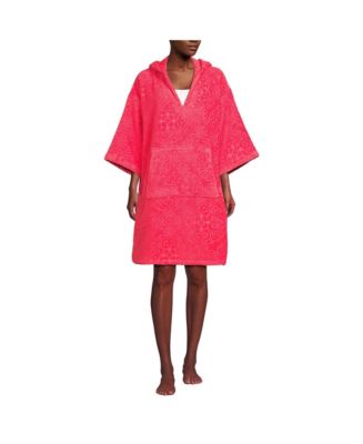 Lands' End Women's Terry 3/4 Sleeve Pullover Hooded Spa Robe - Macy's