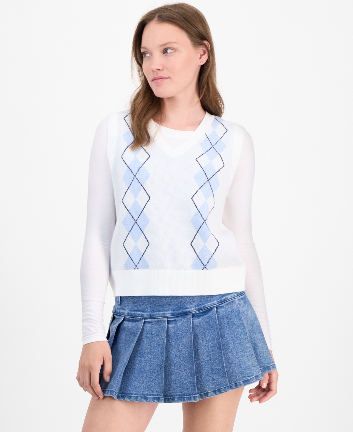 Click here for Ultra Flirt Juniors Jacquard Argyle Sweater Vest -... prices