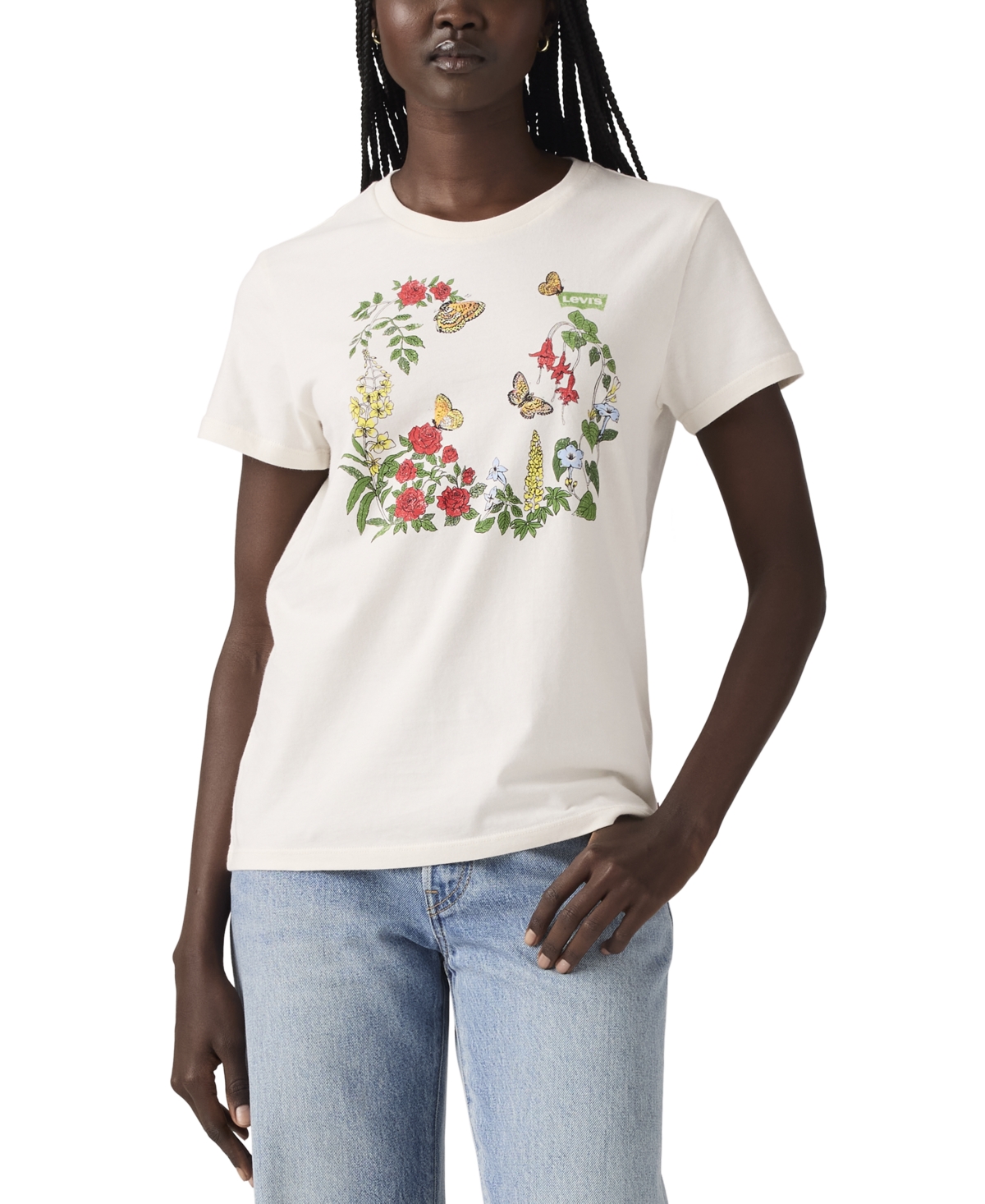 Click here for Levis Womens Perfect Graphic Logo Cotton T-shirt -... prices