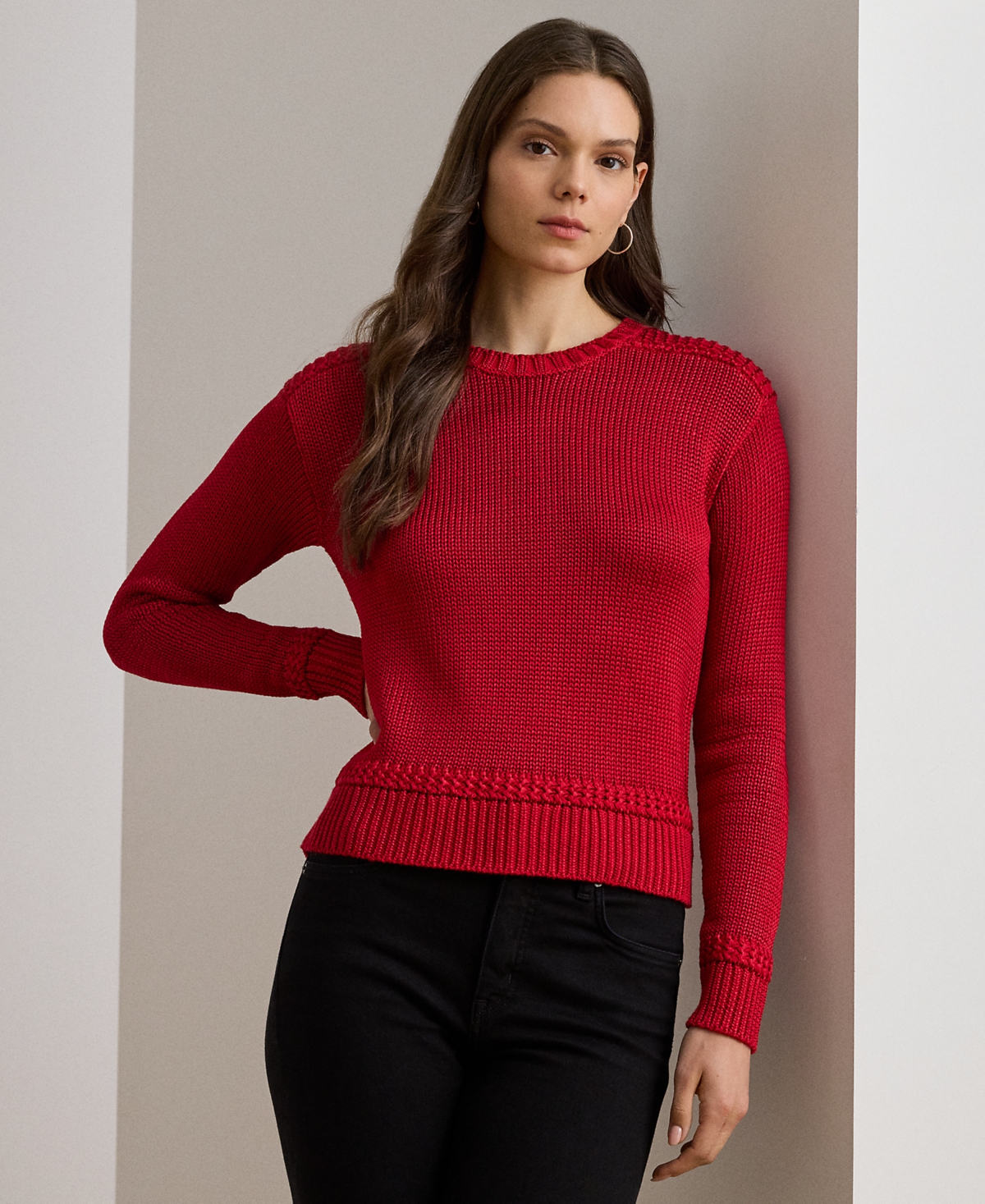 Click here for Lauren Ralph Lauren Petite Cotton-Blend Crewneck S... prices