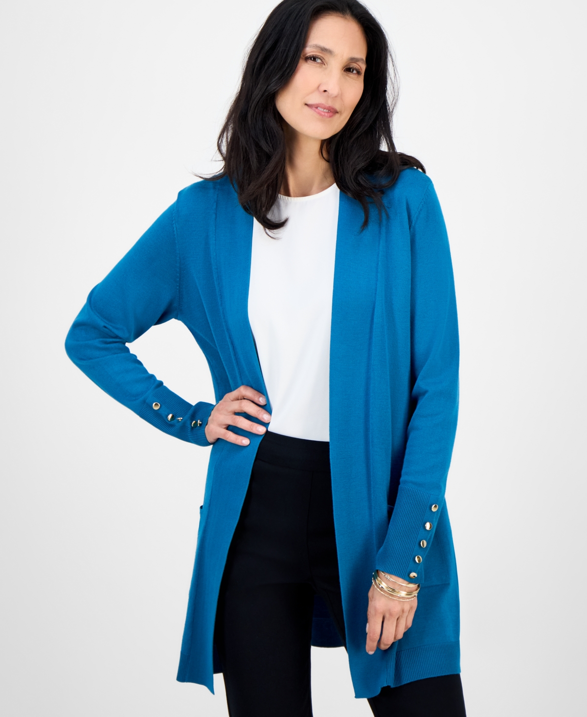 Click here for Jm Collection Womens Button-Sleeve Flyaway Cardiga... prices