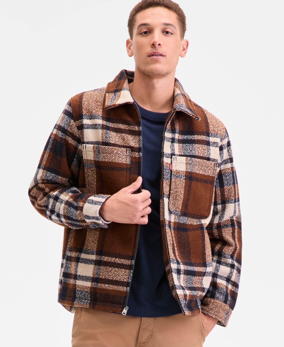 Click here for Levis Mens Plaid Shirt Jacket - Brown Plaid prices
