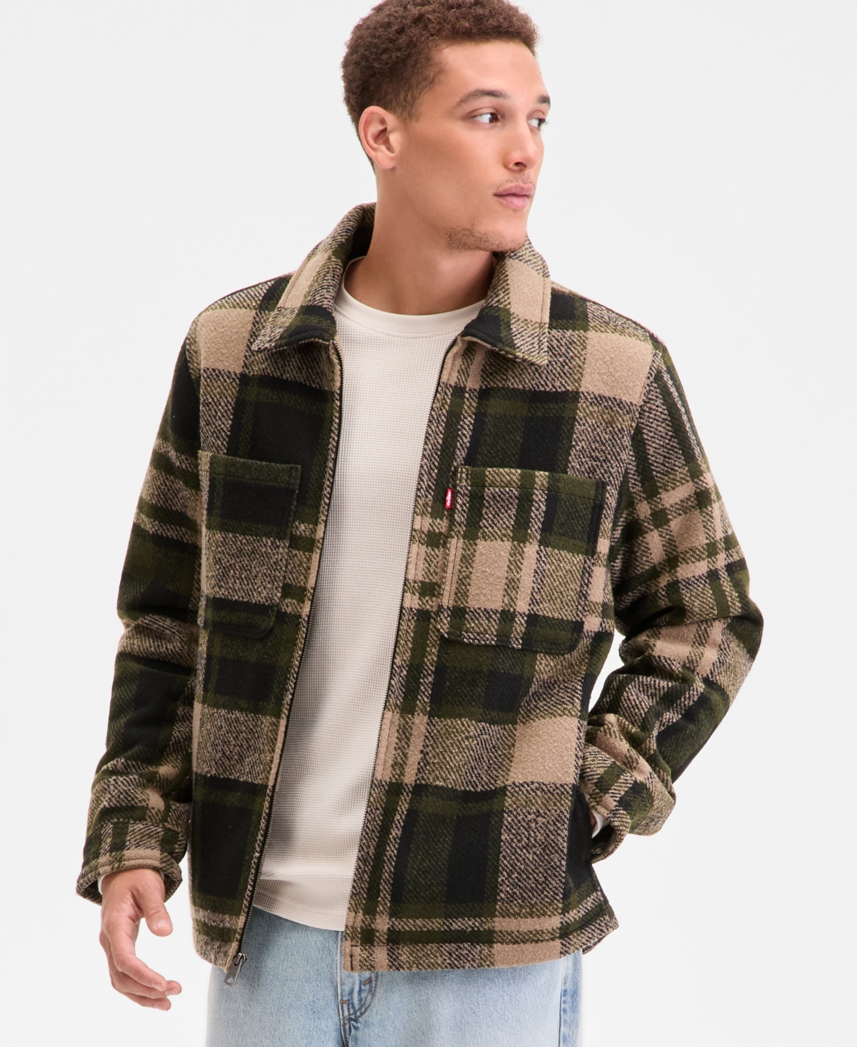 Click here for Levis Mens Plaid Shirt Jacket - Green/Black Plaid prices