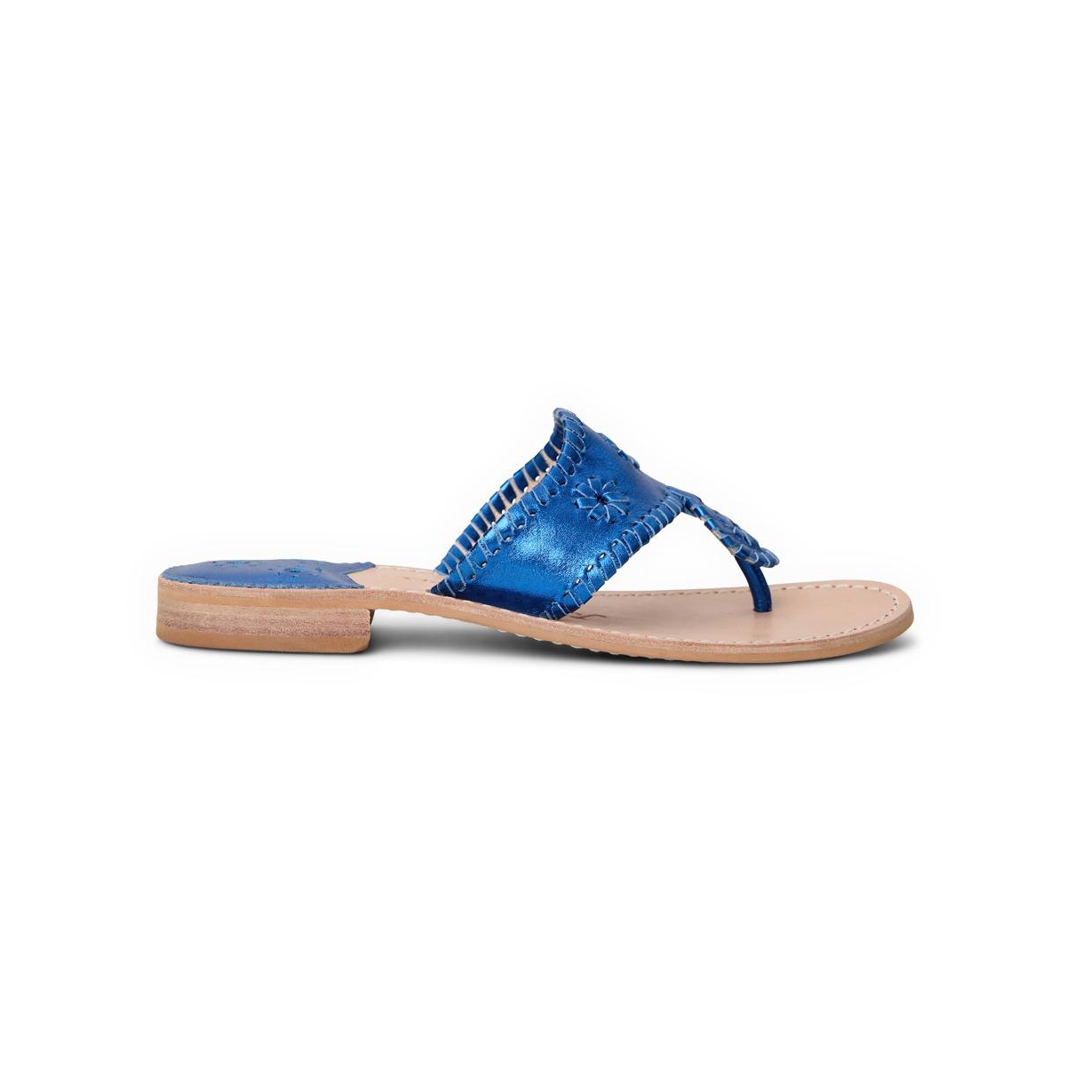Click here for Jacks Flat Sandal - Metallic Nappa - Deep sapphire prices