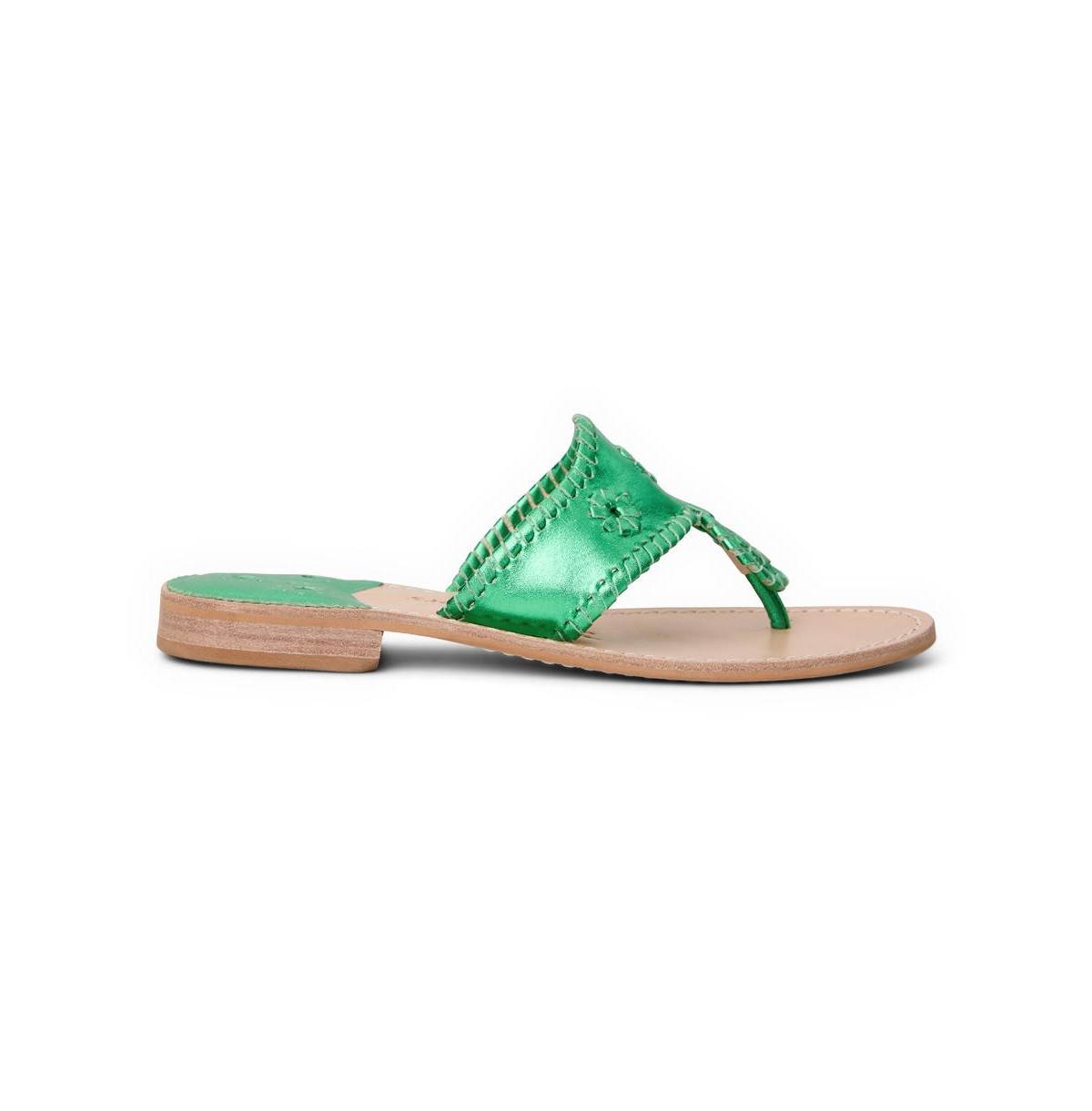 Click here for Jacks Flat Sandal - Metallic Nappa - Bright emeral... prices