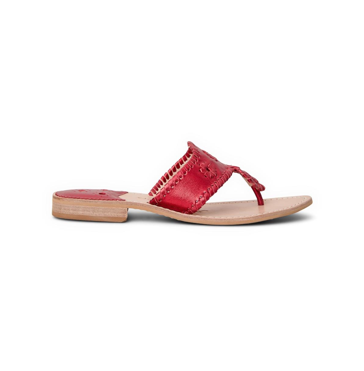 Click here for Jacks Flat Sandal - Metallic Nappa - Ruby red prices