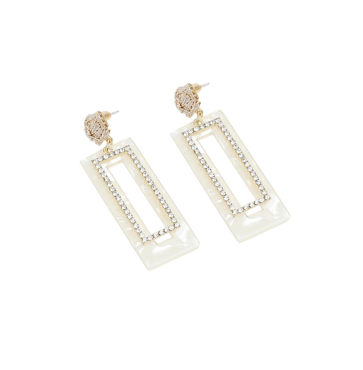 Click here for Sohi Womens Silver Geometric Drop Earrings - White prices