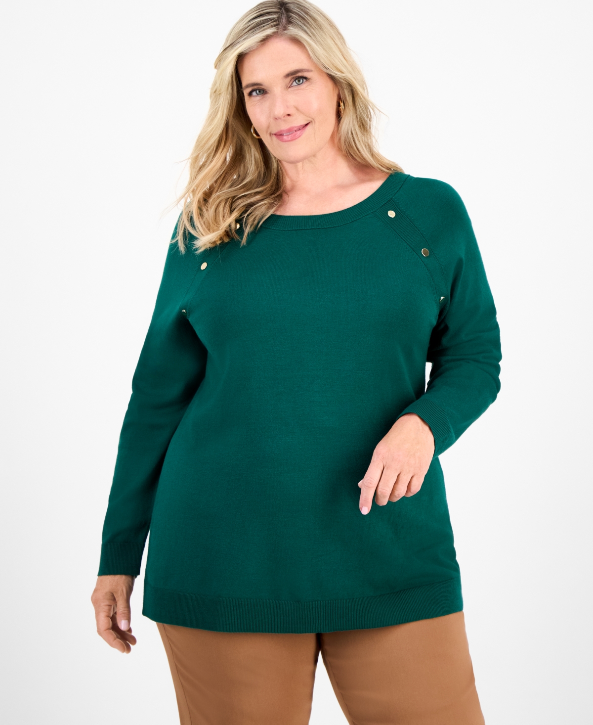 Click here for Jm Collection Plus Size Button-Trim Sweater  Macys... prices
