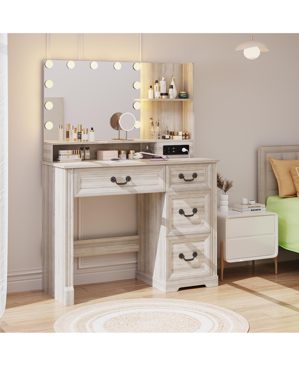 Click here for Vlsrka Vanity desk for bedroom with lights  drawer... prices