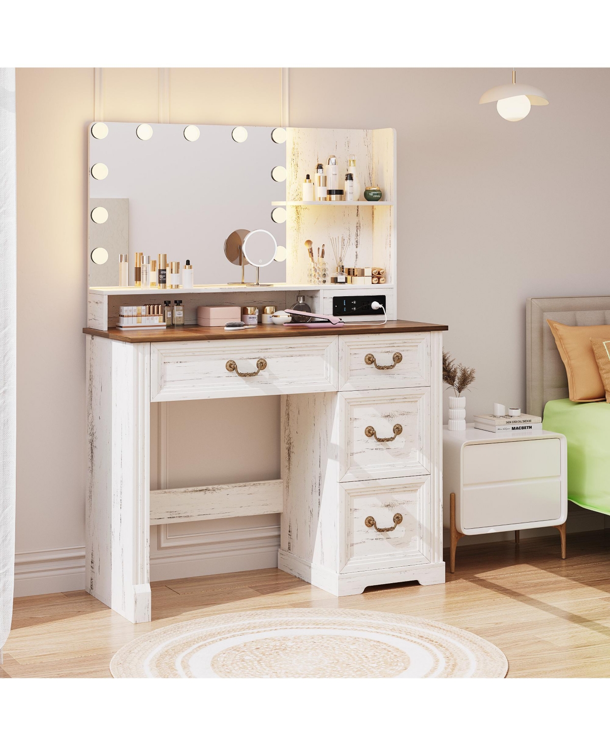 Click here for Vlsrka Vanity desk for bedroom with lights  drawer... prices