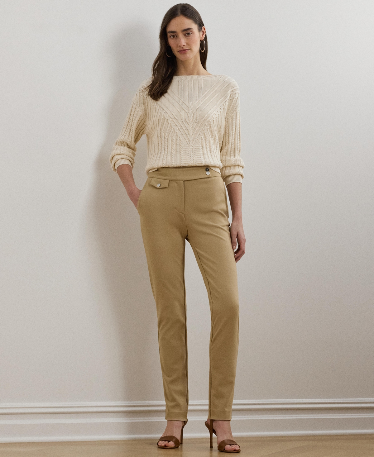 Click here for Lauren Ralph Lauren Womens Ponte Ankle Pant - Birc... prices