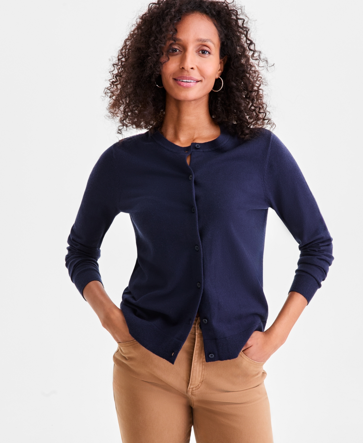 Click here for Style & Co Womens Button-Down Long-Sleeve Cardigan... prices
