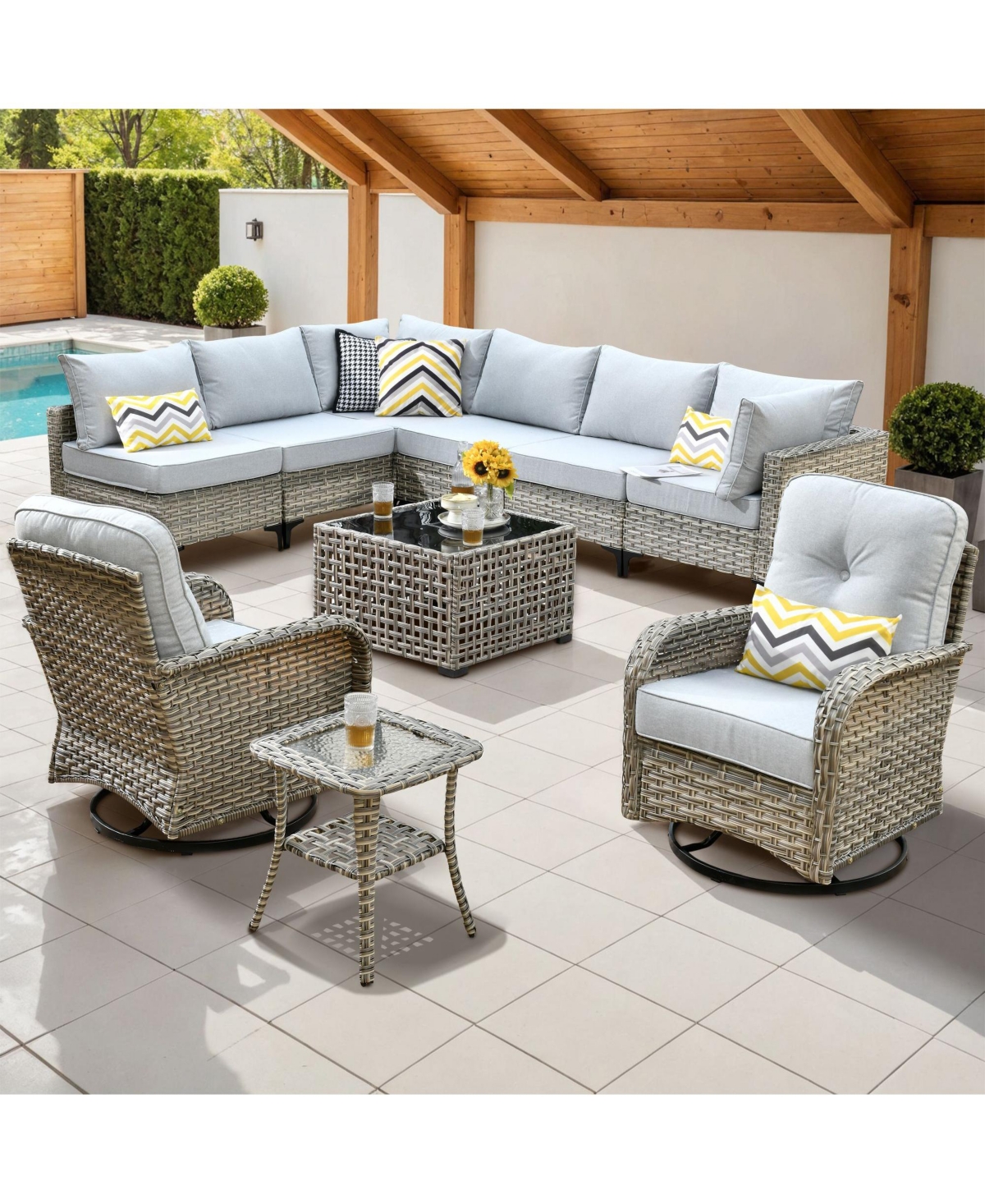 Click here for Xizzi 10 Piece Outdoor Patio Furniture with Swivel... prices