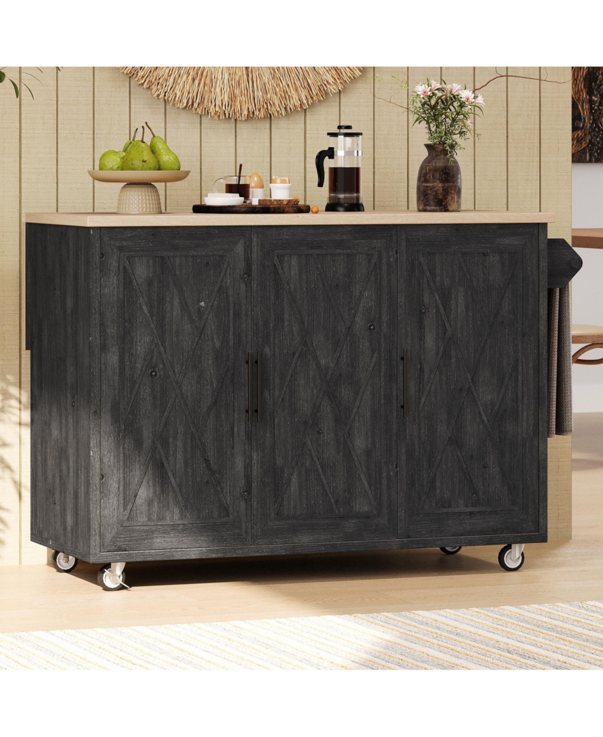 Click here for Casainc 51.2" Farmhouse Kitchen Cart with Dro... prices