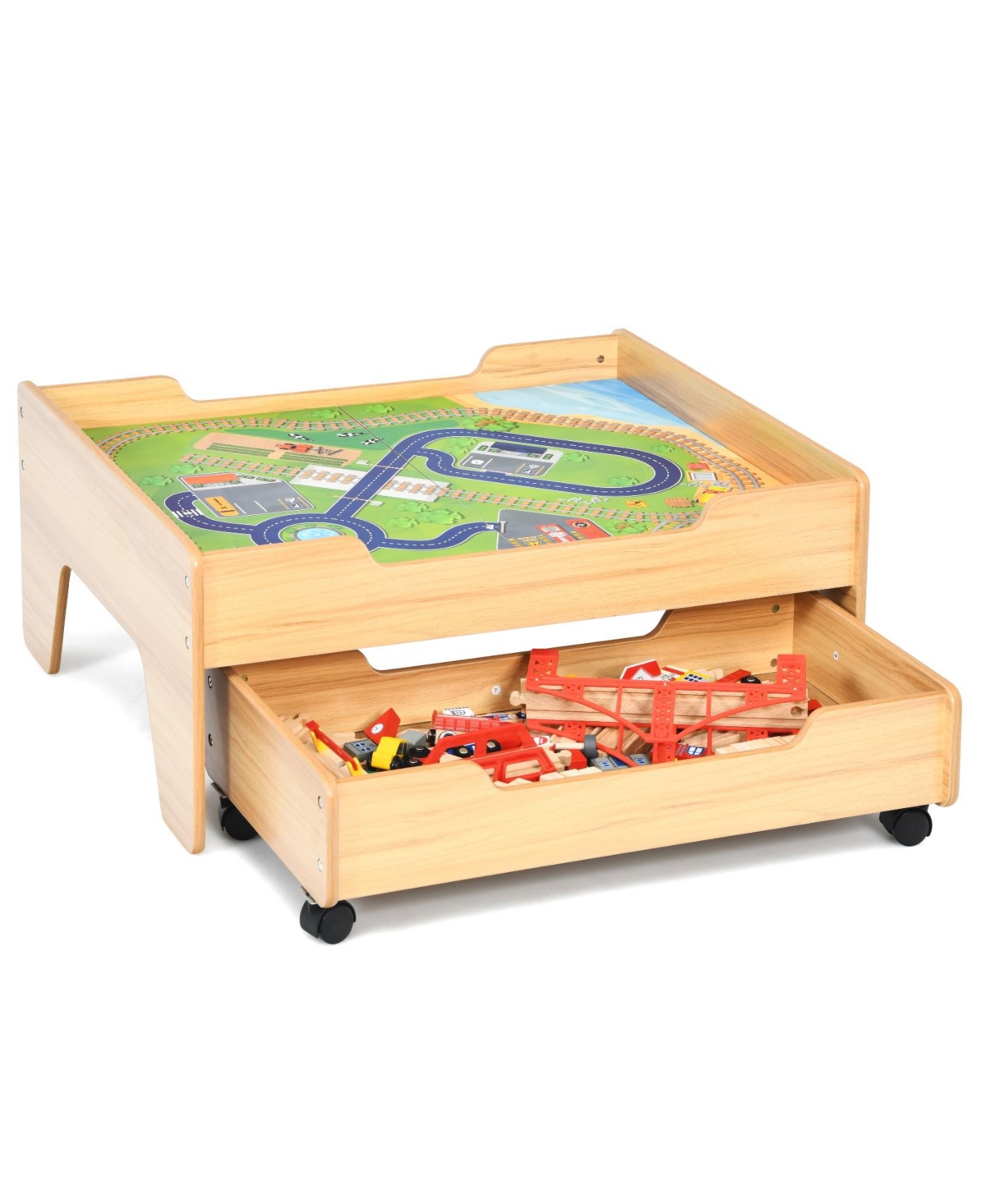 Click here for Mecale Childrens Wooden Railway Set Table with 100... prices