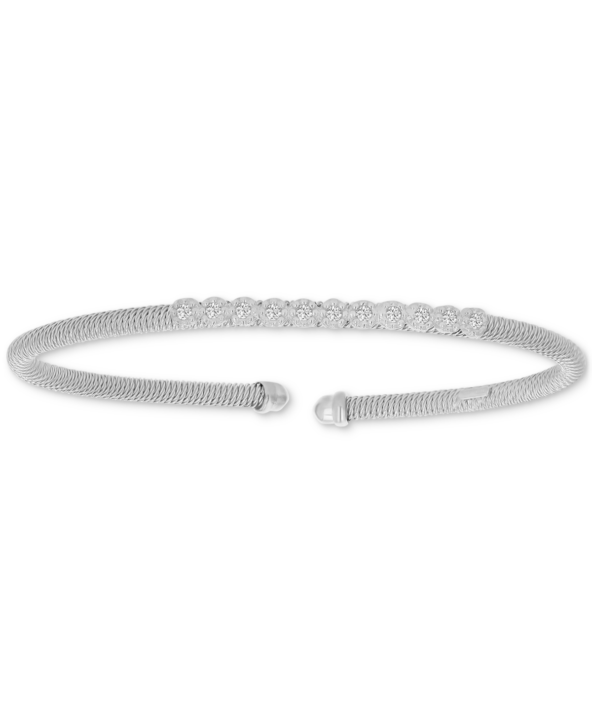 Click here for Round-Cut Cubic Zirconia Mesh Cuff Bracelet in Ste... prices