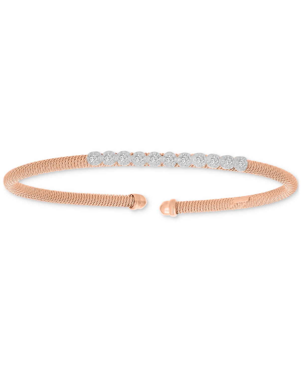 Click here for Round-Cut Cubic Zirconia Mesh Cuff Bracelet in Ste... prices