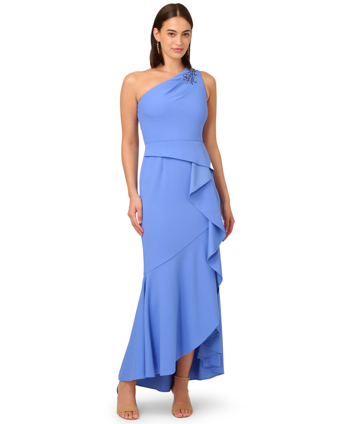 Click here for Adrianna Papell Womens Beaded One-Shoulder Gown -... prices