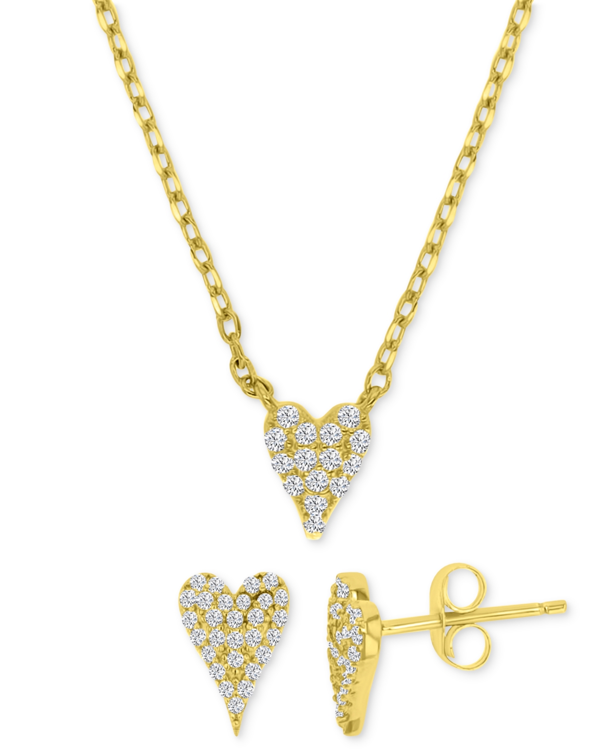 Click here for Macys 2-Pc. Cubic Zirconia Heart Cluster Necklace... prices